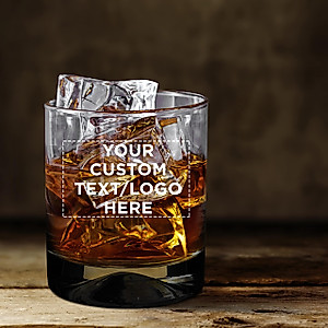 Custom Manhattan Rocks Whiskey Glass 11.5 oz. Set of 12, Personalized Bulk Pack - Perfect for Scotch, Bourbon, Whiskey, Cocktail - Black