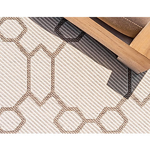 Unique Loom Outdoor Trellis Collection Area Rug - Geometric (6' 1" x 9' Rectangle, Beige/ Brown)