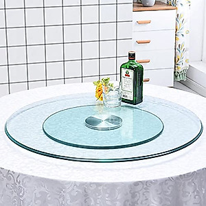 Lazy Susan Glass Turntable, Large Tabletop Rotating Tray, Transparent Round Rotating Serving Plate For Kitchen Dining Table 20/24/27/32/34/36/40/44/47 Inch Thick: 8mm (Size : 80cm/32Inch)