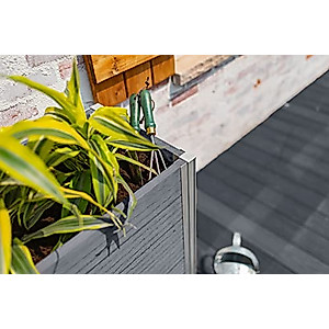 Vita Urbana 16 inch x 56 inch x 33 inch Embossed Vinyl Large Parklette Planter, Slate Grey, Gray, PVC, Woodgrain, BPA and Pthalate Free, VT17613