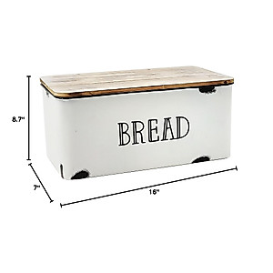 AVV Farmhouse Bread Box for Kitchen Countertop Metal White Loaf of Bread Storage Container Large Vintage Bin Retro Rustic Counter Breadbox