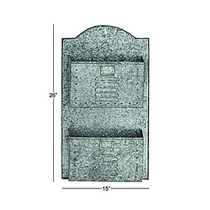 Deco 79 49107 Metal Galvanize Wall Pocket Décor, 15"W/26"H