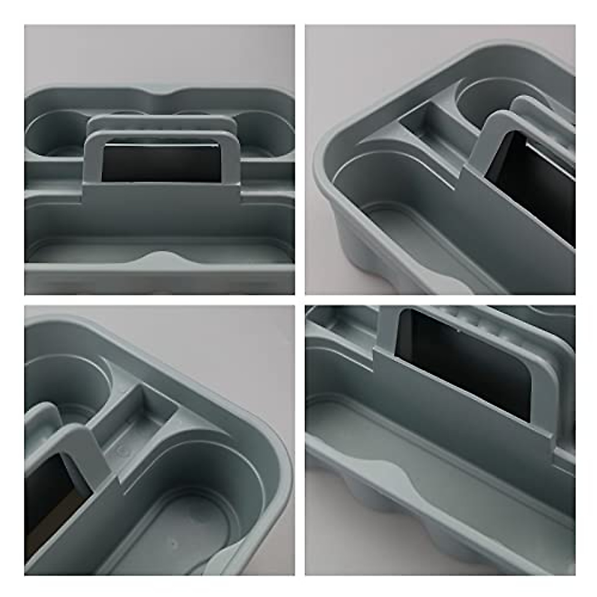 Kekow 4-Pack Plastic Storage Caddy, Carry Caddy with Handle, Gray