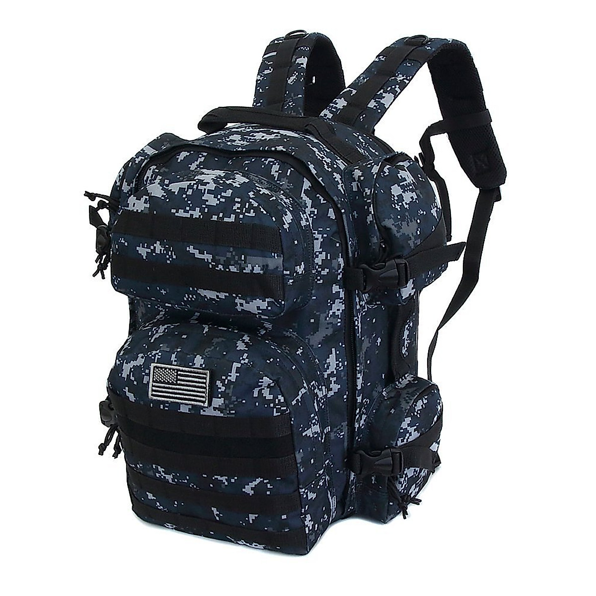 NPUSA Men's Large Expandable Tactical Molle Hydration ReadyBackpack Daypack Bag - ACU Navy Digital Camo