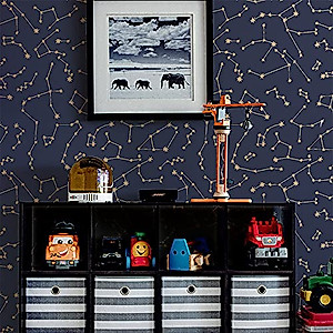 Novogratz x Tempaper Navy Constellations Removable Peel and Stick Wallpaper, 20.5 in X 16.5 ft, Made in the USA