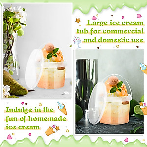 Didaey 8 Pcs 1.3 Gallons Round Ice Cream Bucket Clear Plastic Bucket with Lid and Handle Ice Cream Tub Freezer Food Storage Ice Cream Containers Pail with Lid for Summer Jelly Cold Drink Juice