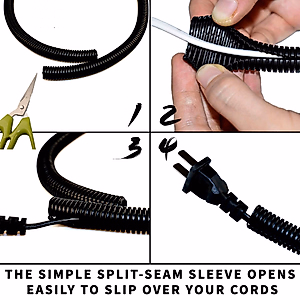 Cacovedo 30 ft Dog Cat Cord Protector Electric Wires Covers Wire Loom Tubing Protect Wires from Rabbits, Cats and Other Pets - Outside Diameter 13mm