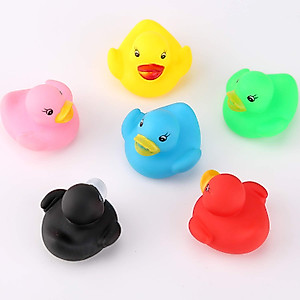 LUTER 48Pcs Rubber Ducky Bath Toy for Kids, Float and Squeak Mini Small Ducks Bathtub Toys for Shower/Birthday/Party Supplies (Multicolored)（3.5×3.5×3cm/1.4×1.4×1.2inch）