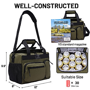 MIER Leakproof Insulated Cooler Lunch Bag for Adult Men Women 30 Can Cooler Bag with Top Flip Lid, 18L, Multiple Pockets (Dark Green-No Luggage Strap)