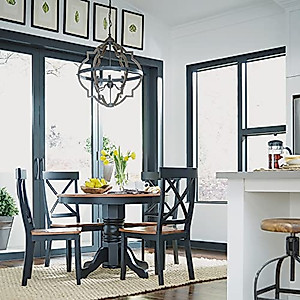 Home Styles Black Oak 42-inch Round Pedestal Dining Table with Hardwood Solids Construction, a Oak Top, and Cabriole Legs