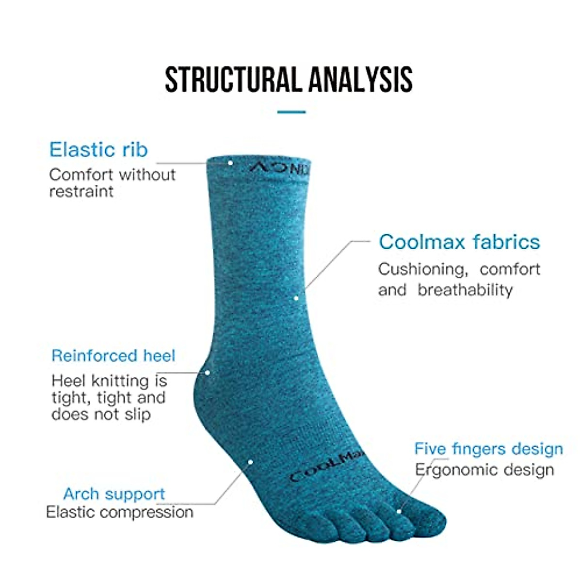 OrrinSports Toe Socks for Men Women Coolmax Liner Running Socks 3 Pairs Breathable Athletic Five Finger Socks (Size Medium)