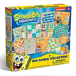 Spongebob Squarepants 100 Classic Board Games Collection for Family and Kids Ages 3+, Perfect for Family Game Night