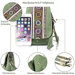 Goodhan Embroidery Canvas Crossbody Bag Cell phone Pouch Coin Purse for Women