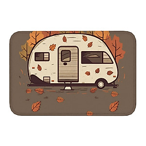 Door Mat 16 x 24 in Happy Fall Camper Print Non-Slip Floor Mats Front Door Welcome Carpet for Indoor Outdoor