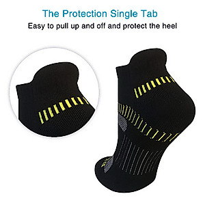 BERING Women's Athletic Running Cushioned Ankle Socks, Size 6-9, Black, 6 Pairs