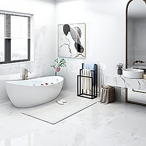 3 Tiers Metal Towel Rack Modern Freestanding Black Towel Holder for Bathroom Accessories Organizer(Black)