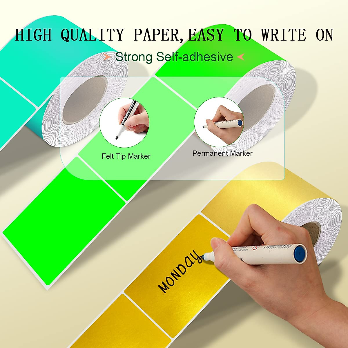 PARLAIM Large 3 X 5 inch Rectangle Color Coding Sticker, Writable Square Color Code Inventory Label for Moving Box (250pcs Gold)
