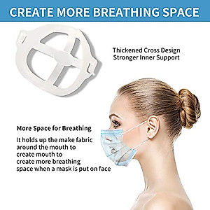 Tirdkid 16Pcs Face Bracket for Mask -3D Mask Bracket -Face Mask Internal Support Frame, More Space for Comfortable Breathing, Lipstick Protector ,Washable Reusable White