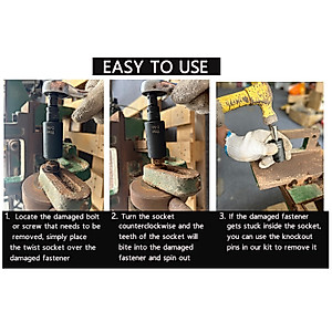 LONKER 6PCS Lug Nut Bolt Extractor Set, Twist Socket Set 1/2" Drive Rounded Bolt & Stripped Lug Nut Remover Socket Tool Kit