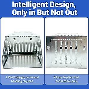 Humane Mouse Trap,Combined Automatic Continuous Rat Traps Cage, Extended Metal Rat Trap,Sensitive Pedal Trigger, Easy to Set Mice Catcher for Indoor and Outdoor