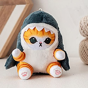 Cute Shark Cat Animal Plush Toy, Cat Face Shark Plush Pillow, Kawaii Soft Plush Cute Shark Cat for Adult Girl Boy Gift （5"）