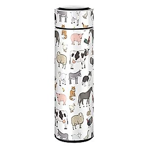 CaTaKu Farm Yard Animals Water Bottle Insulated 16 oz Stainless Steel Flask Thermos Bottle for Coffee Water Drink Reusable Wide Mouth Vacuum Travel Mug Cup