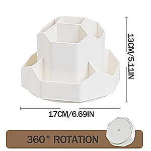 INSTOME Desktop Organizer with Pencil Holders,360°Rotating Pen Holder for Desk Organizer,9 Compartments and Makeup Brush Holders,Multifunctional Office Supplies for Home,Teachers and School