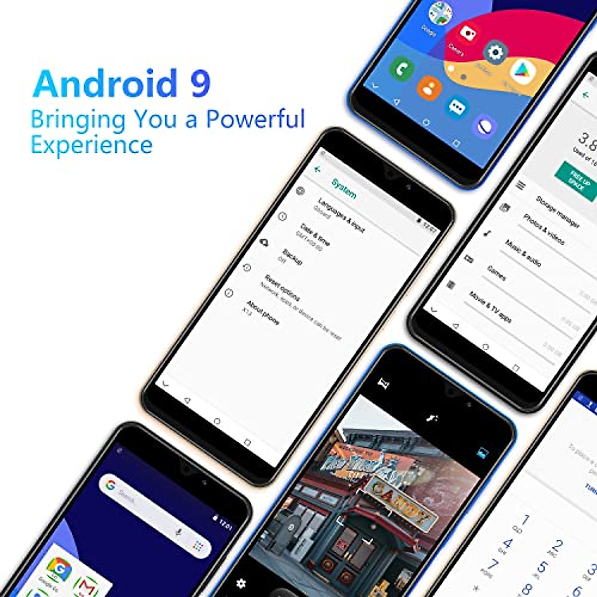 Xgody X13 Unlocked Smartphone, 6.1 Inch 2022 4G Dual SIM and Dual 5MP Camera Cheap Cell Phone, Android 9.0 OS Phones, 3000mAh Massive Battery, Face Recognition (Blue)