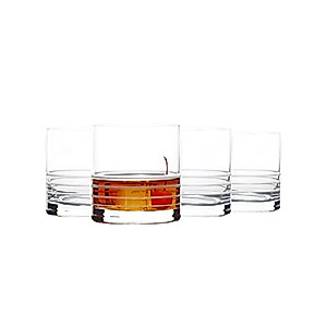 Mikasa Cal Double Old Fashioned Whiskey Glasses, 4 Count (Pack of 1), Clear