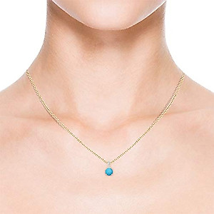 Angara Natural Turquoise Solitaire Pendant Necklace for Women in 14K Yellow Gold (Grade-A | 5mm) Jewelry Gift for Women | Birthday | Wedding | Anniversary