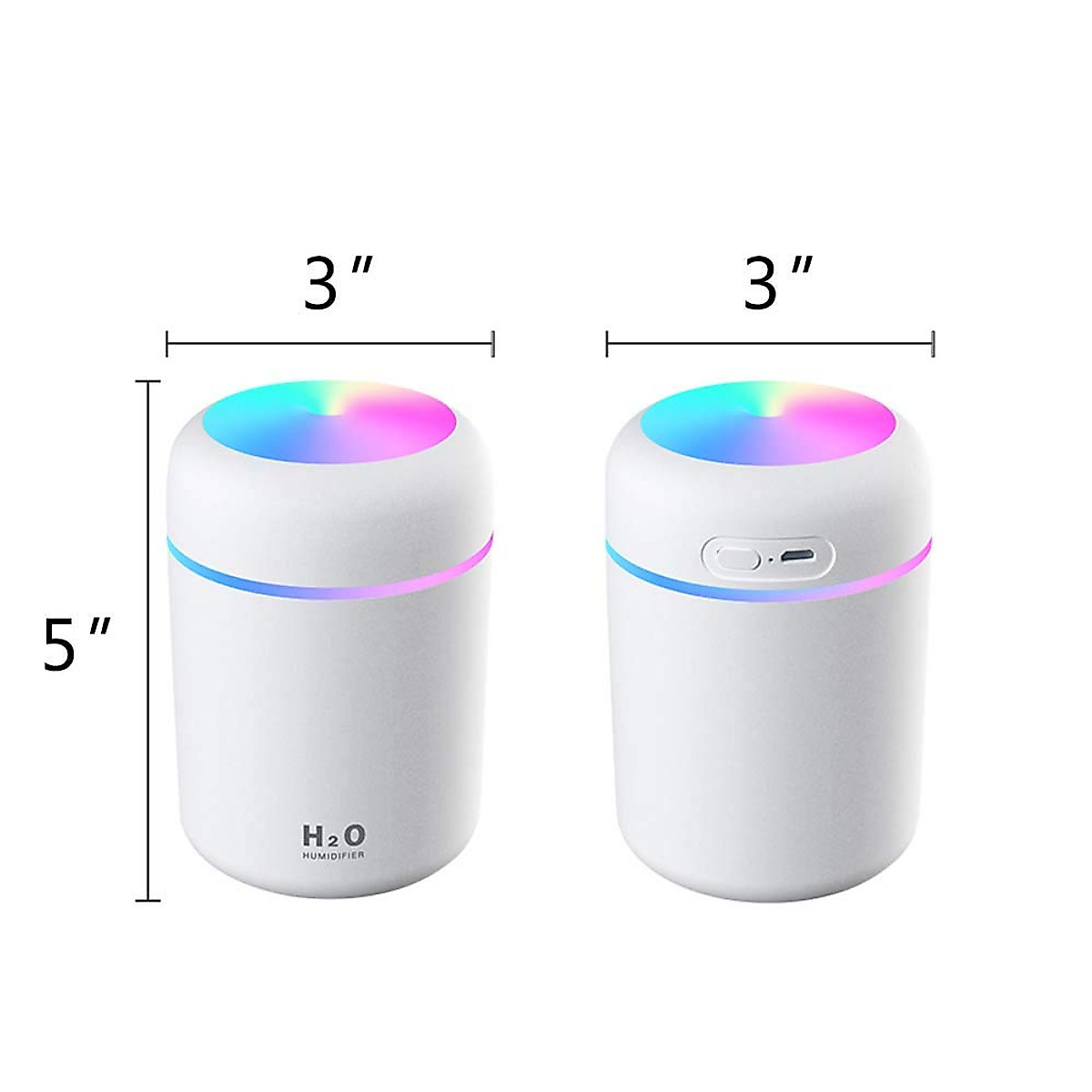 Cool Mist Humidifier, 300ml Mini Portable Humidifier with Multicolor LED Night Light, 2 Mist Mode and Auto Shut-Off, Personal Desktop Humidifier for Home Office Nursery, Super Quiet