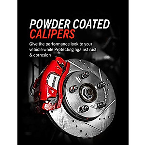 Power Stop S4339 Front Pair of High-Temp Red Powder Coated Calipers For 1991 - 2001 Jeep Cherokee Mid Size XJ | 1993- 1998 Grand Cherokee | 1990 - 2006 Wrangler [Application Specific]