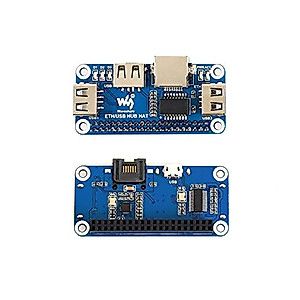 Ethernet/USB HUB HAT Expansion Board for Raspberry Pi 4 B/3 B+/3 B/2 B/Zero/Zero W /2 W/Zero WH/2WH, with 1 RJ45 10/100M Ethernet Port, 3 USB Ports Compatible with USB2.0/1.1