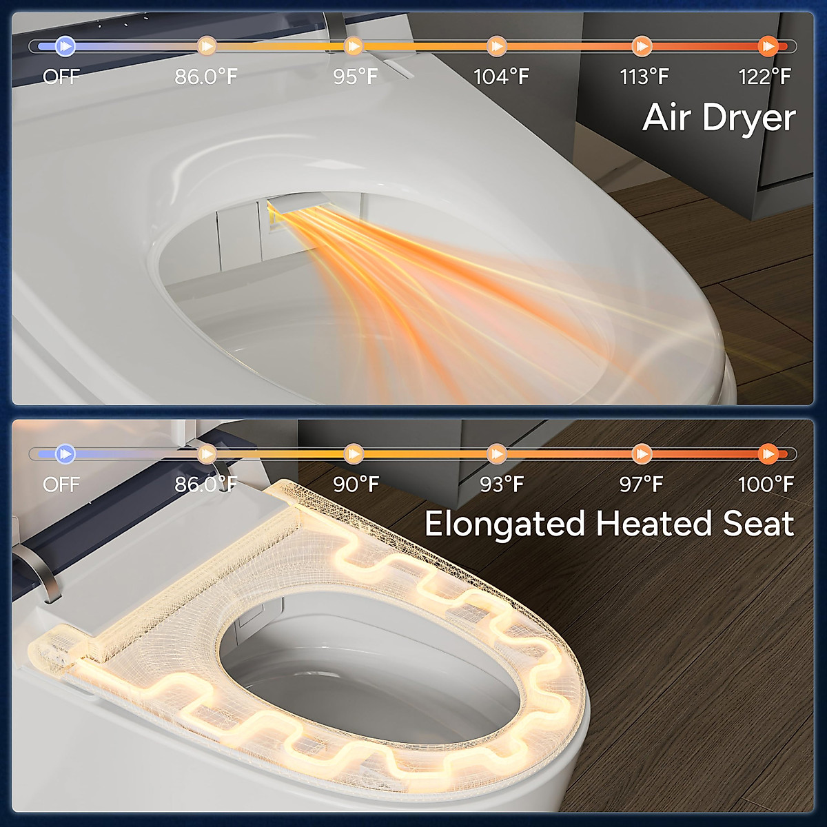 CASTA DIVA CD-U010 Smart Toilet with Bidet Built in,ADA Comfort Height, Auto Open & Close, Dual Auto Flush,Elongated Heated seat,Modern Electric Bidet Toliet,Built in Tank with Powerful Flush 1.6GPF