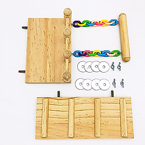 Bird Wooden Play Gyms Stands with Climbing Ladder and Acrylic Wood Swing for Green Cheeks, Lovebirds, Finches, Conures, Cockatiels, Parakeets, Bird Perches Cage Play Chewing Toys