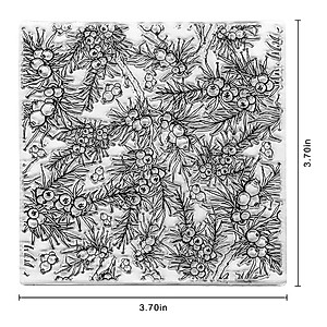 Hying Christmas Holly Berry Leaves Clear Stamps for Card Making Scrapbooking, Xmas Pine Leaves Rubber Stamp Tress Leaves Stamps for Crafting Photo Album Decorations
