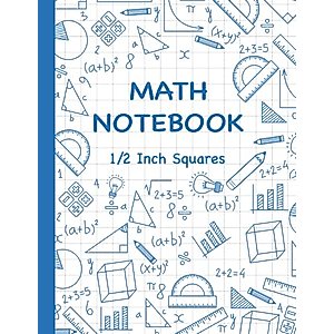Math Notebook 1/2 Inch Squares: Grid Paper Composition Notebook with Large 1/2 Inch Squares, Perfect for Math.