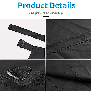 HXORBIS 1 Pack of Black Adjustable Bib Apron, Waterproof, with 2 Pockets, Neck Strap and Extra Long Tie, Cooking Kitchen Aprons for Women, Men Chef,Funny Grilling, BBQ Drawing, Waitress Apron