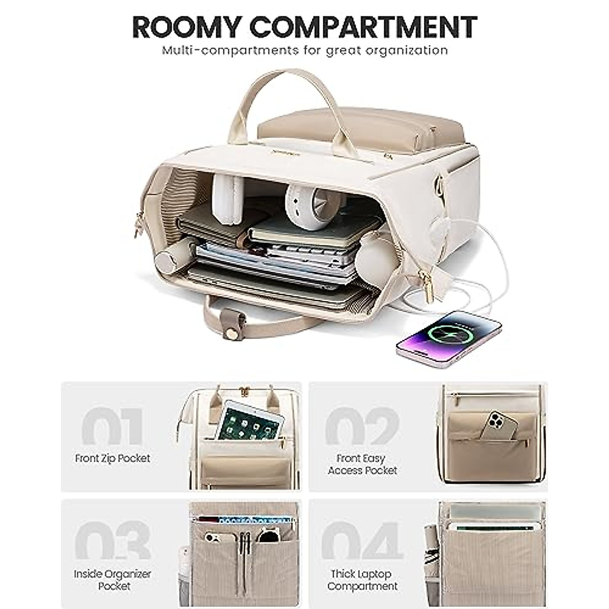 LOVEVOOK Laptop Backpack for Women Teacher Nurse Bag, 15.6 Inch Womens Work Bags, Waterproof Travel Backpack Purse, Business Computer Laptop Bag with USB Port