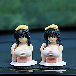 Dimcaso Chest Shaking Car Ornaments, Anime Figure Girl Car Dashboard Decorations, Bobbleheads for Car Dashboard, Cute Anime Girl Figure, Chest Shaking Ornament for Room Car Decor (Rem+Sonic+Kanako)