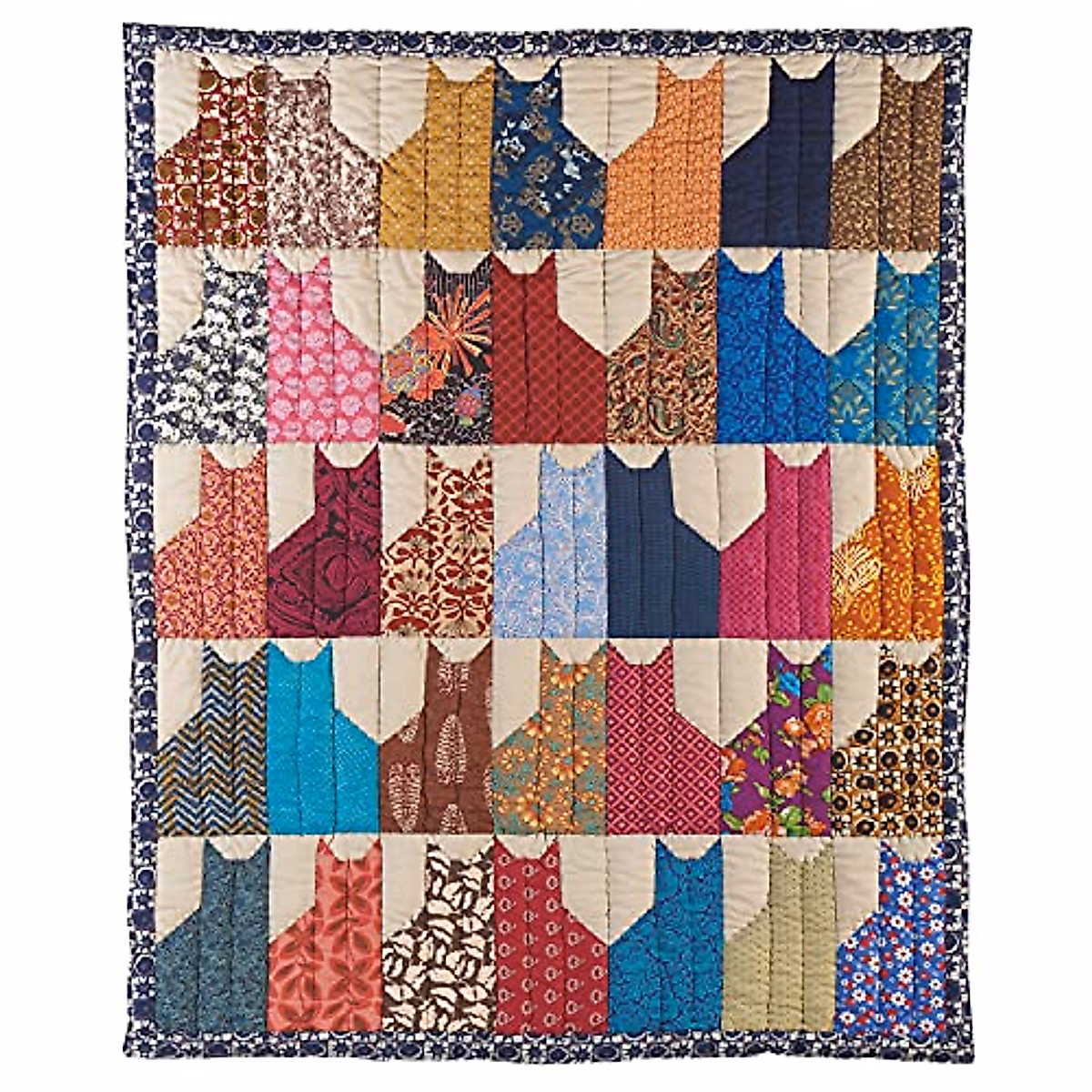 ART & ARTIFACT Cats Quilted Blanket, Colorful Throw Blanket, 100% Cotton Throw Quilt, 50" x 65"