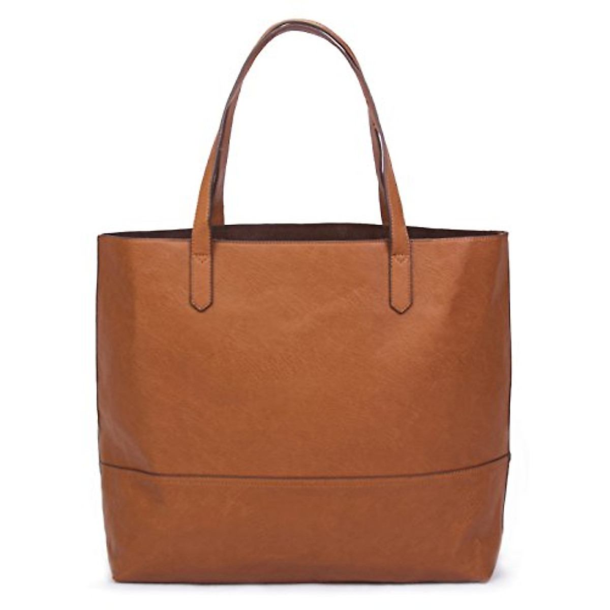 Overbrooke Reversible Tote Bag, Tan - Vegan Leather Womens Shoulder Tote with Wristlet