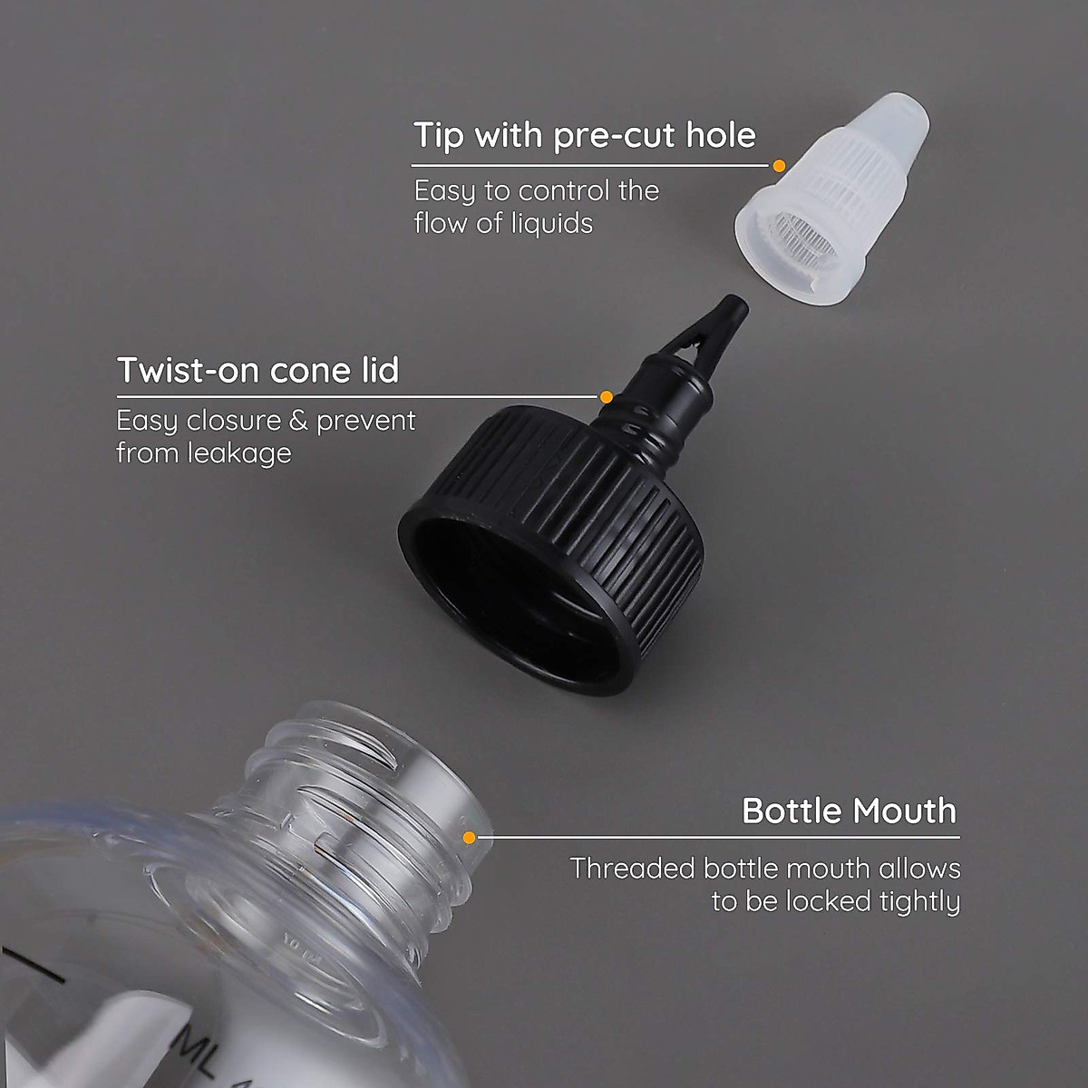 Segbeauty 16.9oz Hair Dye Bottles, Measured Twist-On Top Tip Cap Hair Color Squeeze Bottle with Ratio Graduated Scale, 2pcs 500ml Refillable Empty Hair Color Applicator Bottle Dyeing Tool Transparent