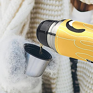 Stainless Steel Leather Vacuum Insulated Mug Cat Thermos Water Bottle for Hot and Cold Drinks Kids Adults 16 Oz