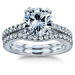 Kobelli Round Brilliant Moissanite Bridal Set 2 1/3 CTW 14k White Gold (DEF/VS, GH/I), 8.5
