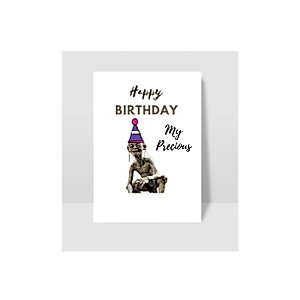 "Happy Birthday My Precious" Gollum Birthday Greeting Card, 7x5 inch Card with Envelope.