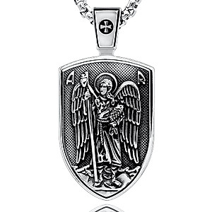 VENICEBEE® Archangel St. Raphael Protect Us Medal Saint Healer Angel Christian Amulet Solid 925 Sterling Silver Pendant Necklace + Velvet Pouch, Polishing Cloth, Fine Gift Box