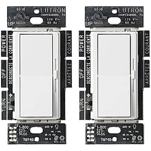 Lutron Diva LED+ Dimmer Switch for Dimmable LED, Halogen and Incandescent Bulbs, Single-Pole or 3-Way, DVCL-153P-WH, White (2-Pack)