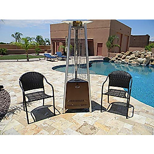 Hiland HLDS01-MGTHG Quartz Glass Tube Patio Heater w/Wheels, 40,000 BTU, Pyramid, Hammered Bronze
