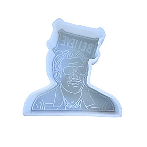 Lasso Car Freshie Silicone Mold Believe Ted | 4.5 x 4.5” | Coach Soccer Football Character Aviators Sign Biscuits for Scented Aroma Beads Heat Resistant to 450 F Oven Safe